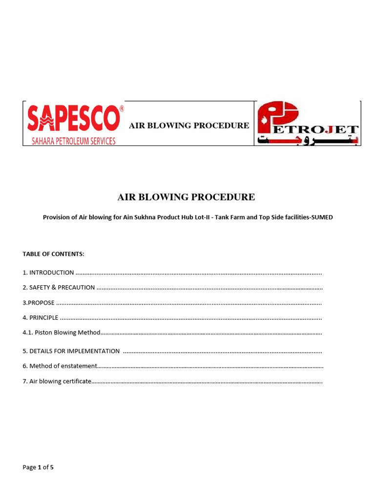 Air Blowing Procedure Rev.0 | PDF | Pipe (Fluid Conveyance ...