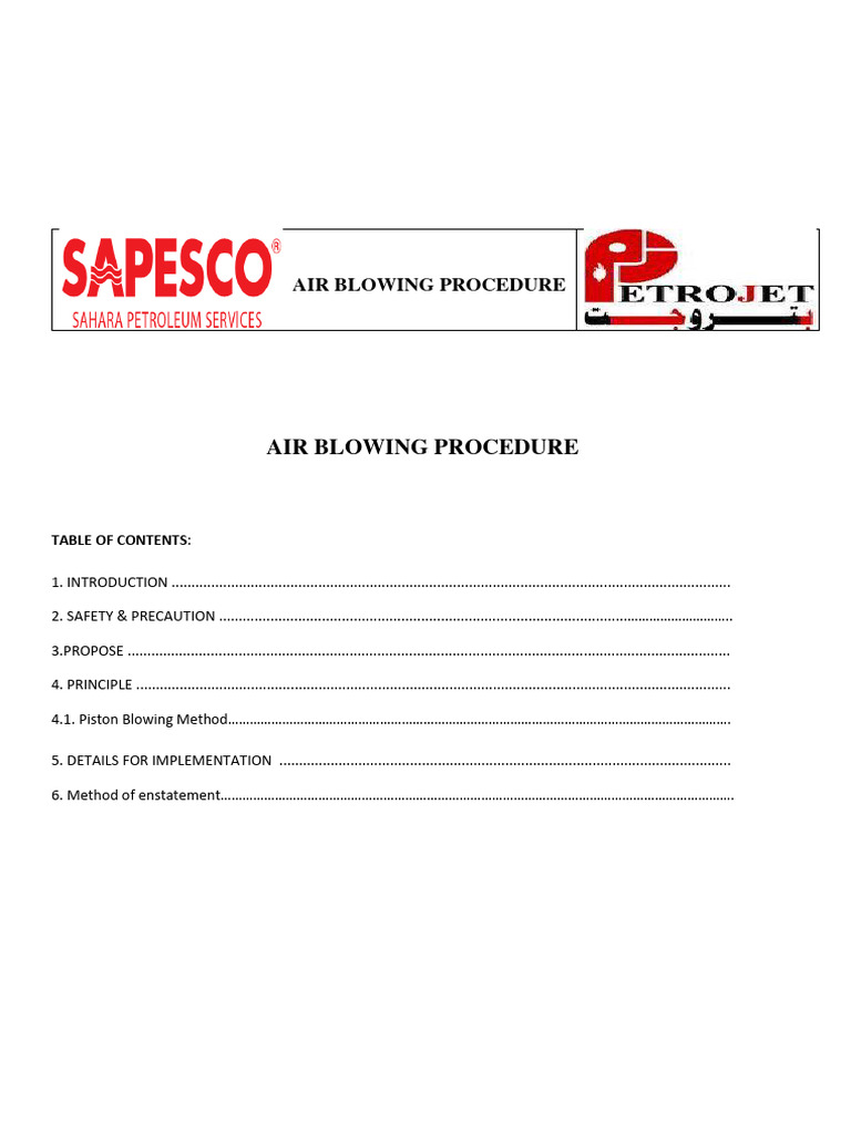 Air Blowing Procedure 2 | PDF | Pipe (Fluid Conveyance) | Equipment