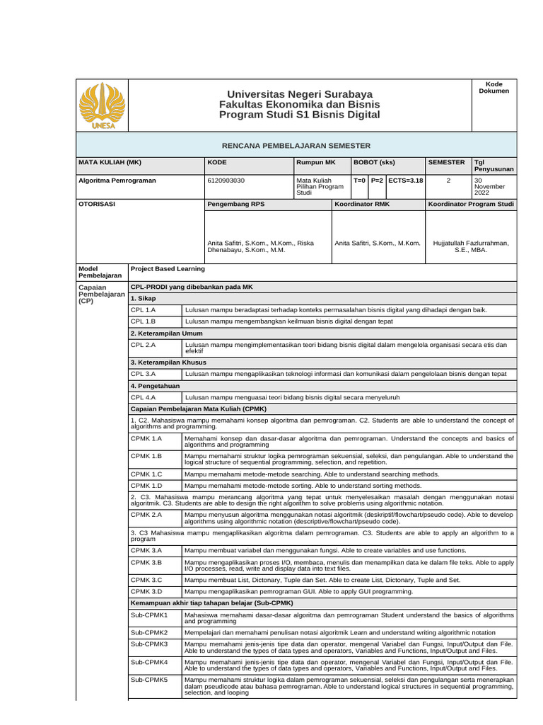 RPS Algoritma Pemrograman | PDF