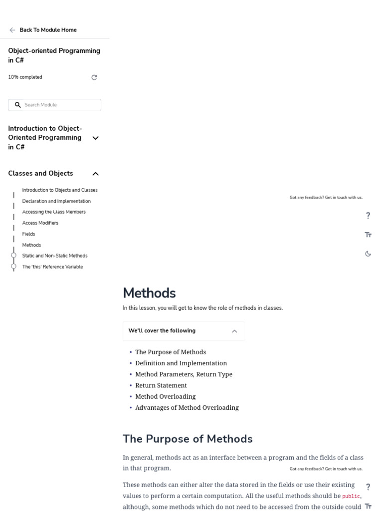 Methods Learn Object Oriented Programming In C Pdf Method Computer Programming Class