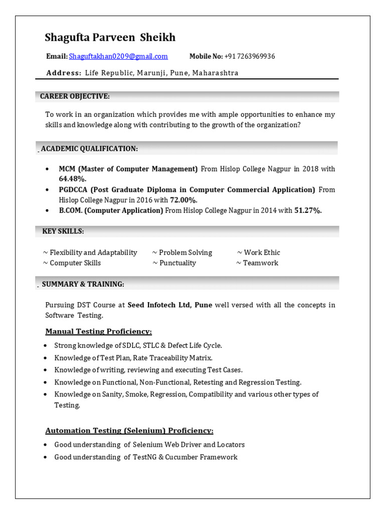 Shagufta Sheikh Resume-1 | PDF | Human Resource Management | Software ...