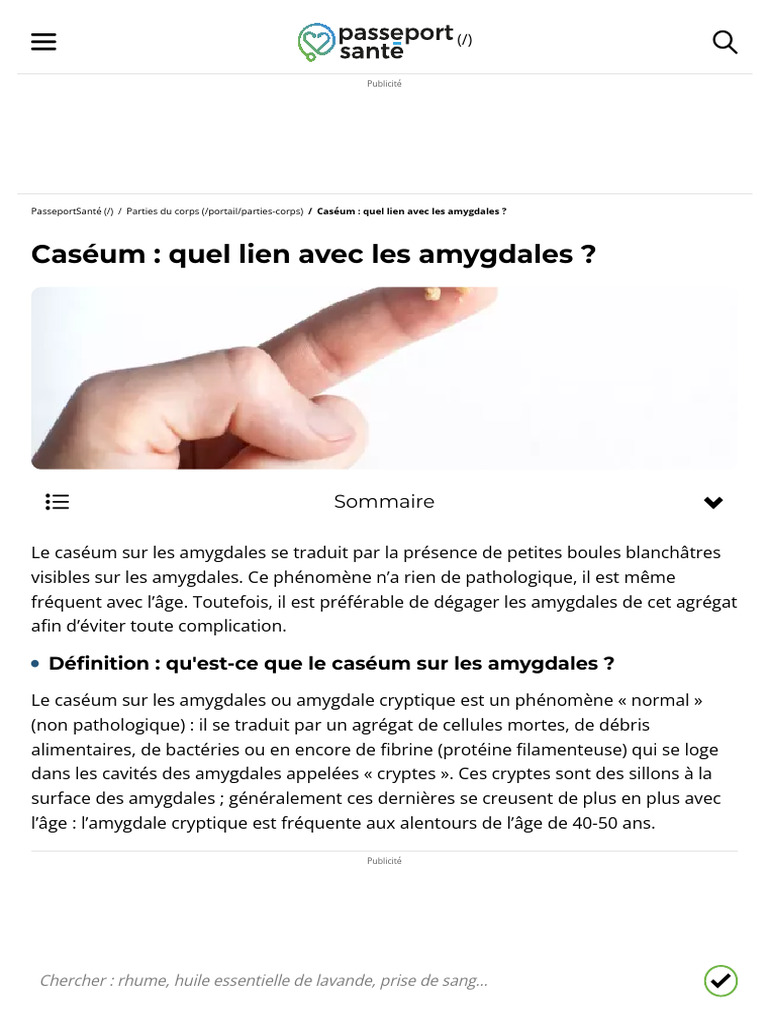 Caséum et amygdales : symptômes et traitements | PDF | Spécialités ...