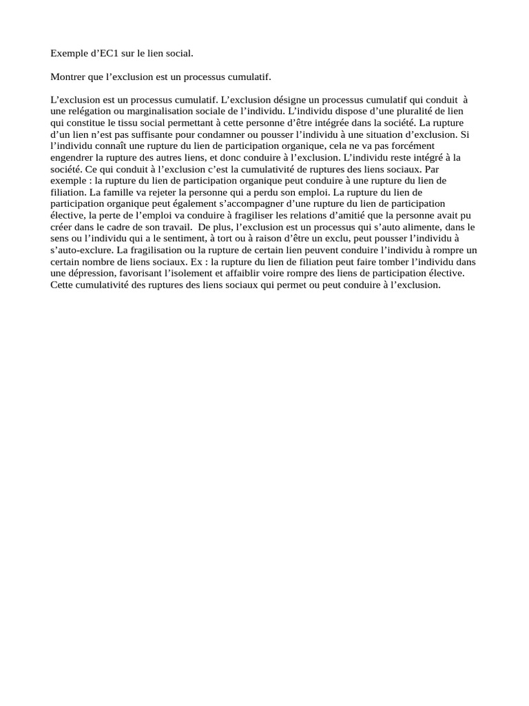 Exemple Ec1 Lien Social | PDF