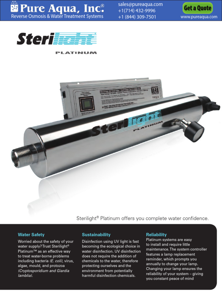 Viqua Sterilight Uv Disinfection System | PDF | Water Purification ...
