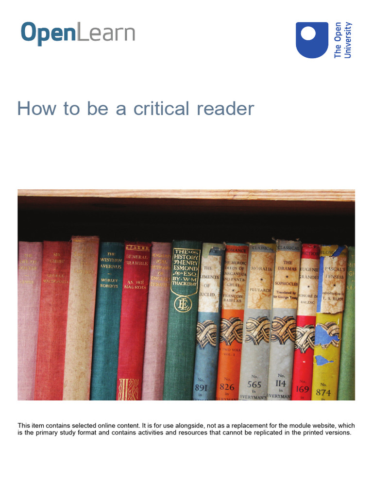 How To Be A Critical Reader Printable | PDF | Creative Commons License ...
