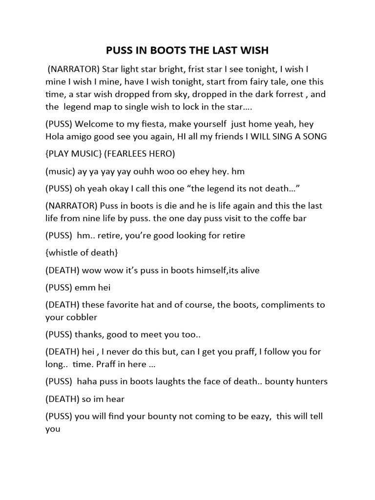 Puss Boots The Last Wish | PDF