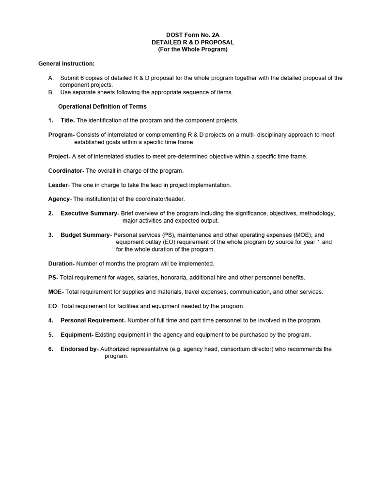 DOST Forms 2A 2B 2B-1 2B-2 and 2B-3 Detailed RD Proposal | PDF | Knowledge
