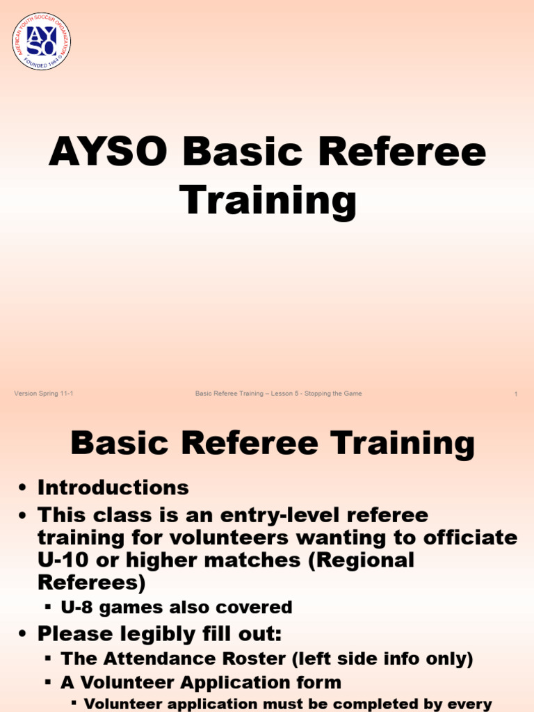 AYSO Basic Referee Training Overview | PDF | Sports Rules And ...