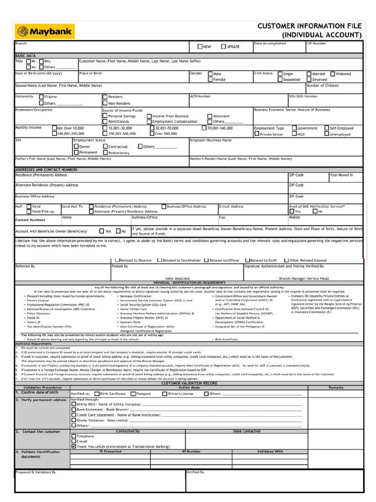 Acct Opening Form - Maybank | PDF