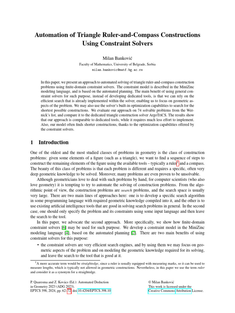 Automation of Triangle Ruler-and-Compass Constructions Using Constraint ... Automation of Triangle Ruler-and-Compass Constructions Using Constraint ...