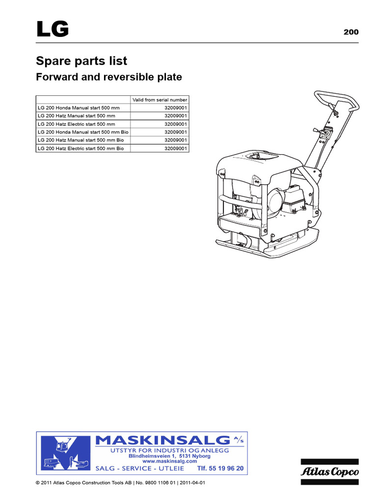 Deleliste Dynapac LG 200 | PDF | Screw | Machines