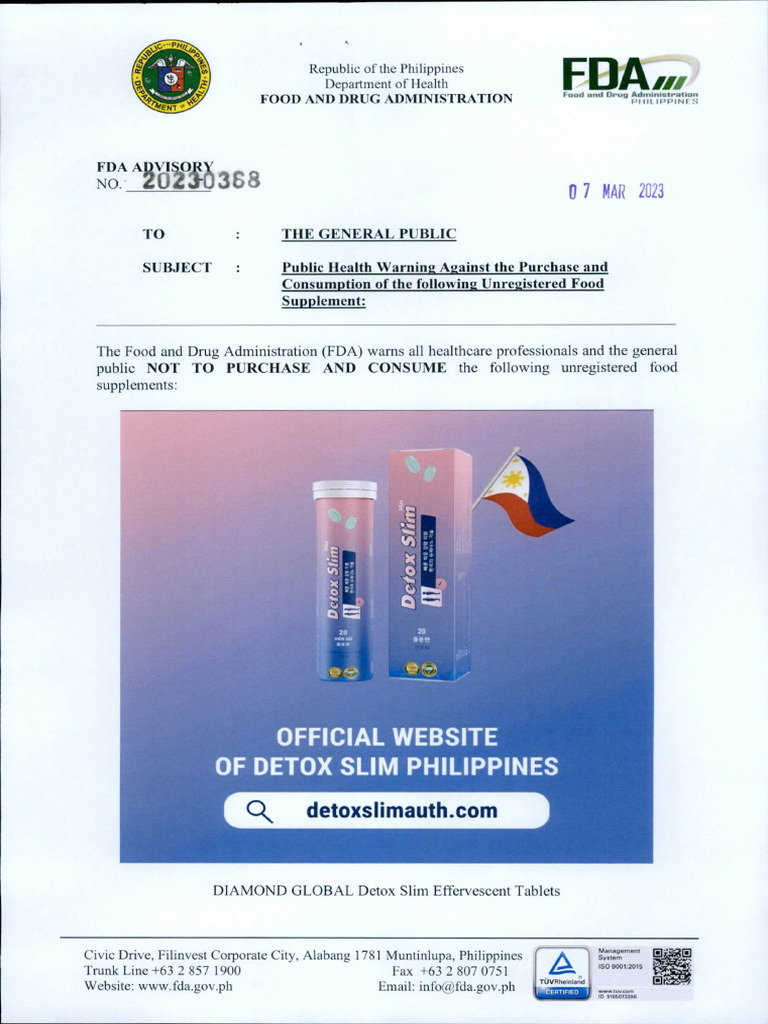 FDA Advisory No.2023 0368 | PDF
