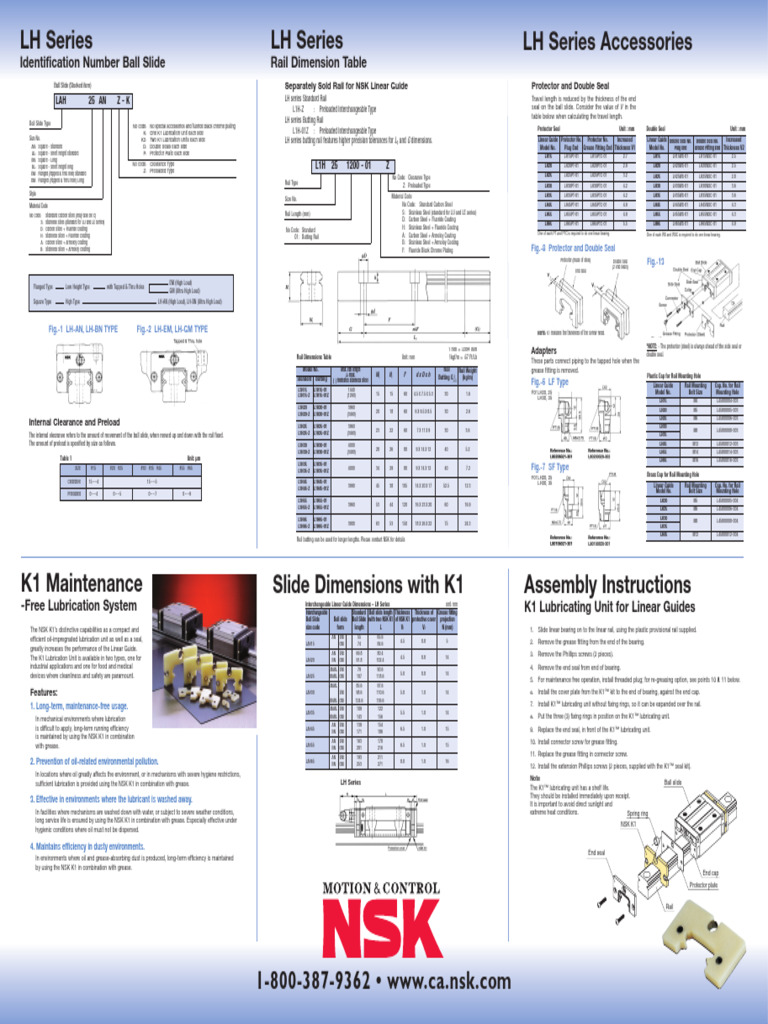 NSK Ball Rail Guide Wall Chart LH Series | PDF | Engineering Tolerance | Bearing (Mechanical)