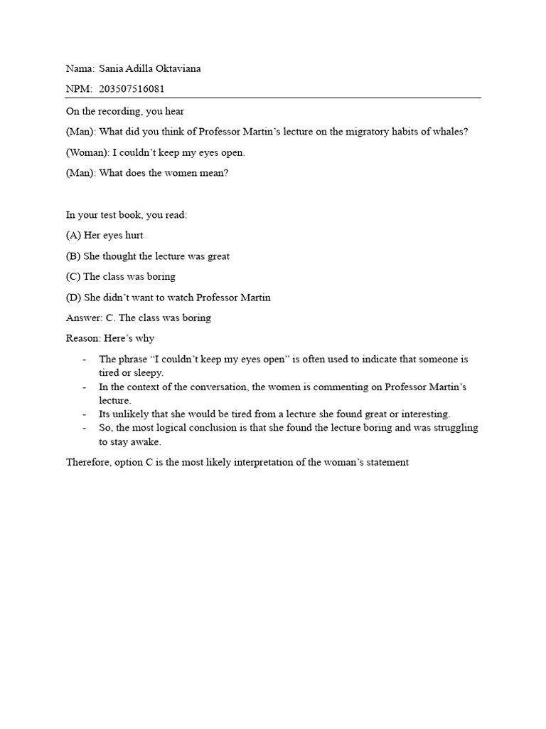 Listening Comprehension | PDF