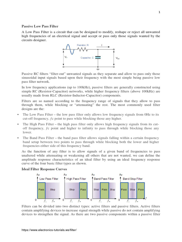 14-Passive Filter RC | PDF | Electronic Filter | Low Pass Filter