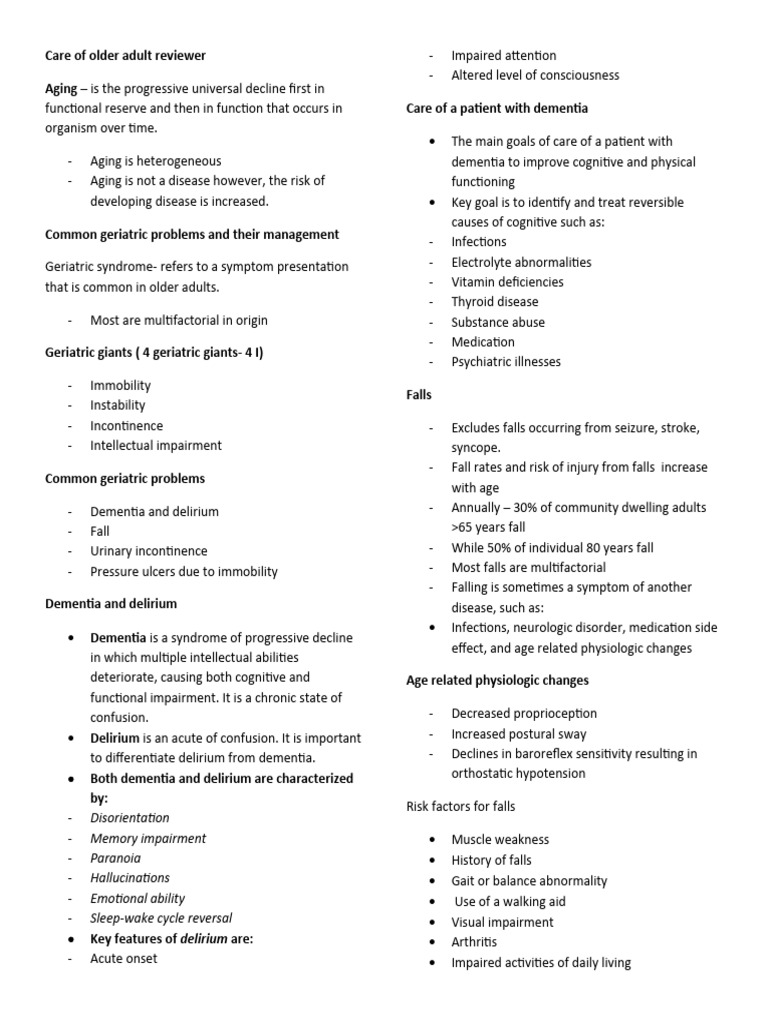 Geriatric Care: Managing Aging Challenges | PDF | Urinary Incontinence ...