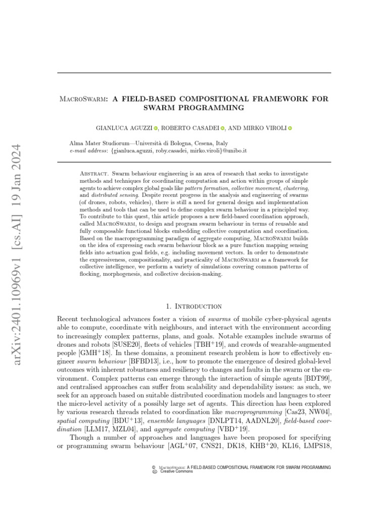 MacroSwarm: A Field-Based Compositional Framework For Swarm Programming | PDF | Parameter ...