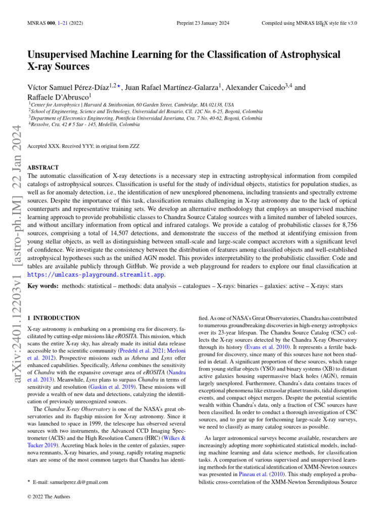 Unsupervised Machine Learning for the Classification of Astrophysical X-ray Sources | PDF ...