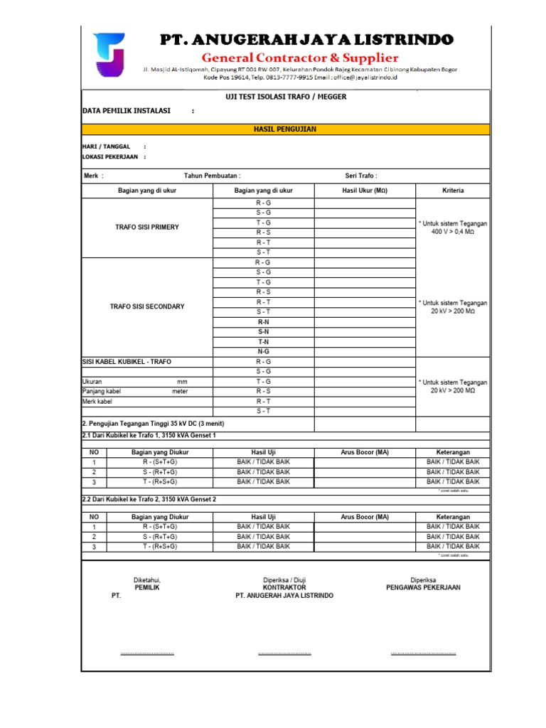 Form Test Trafo | PDF