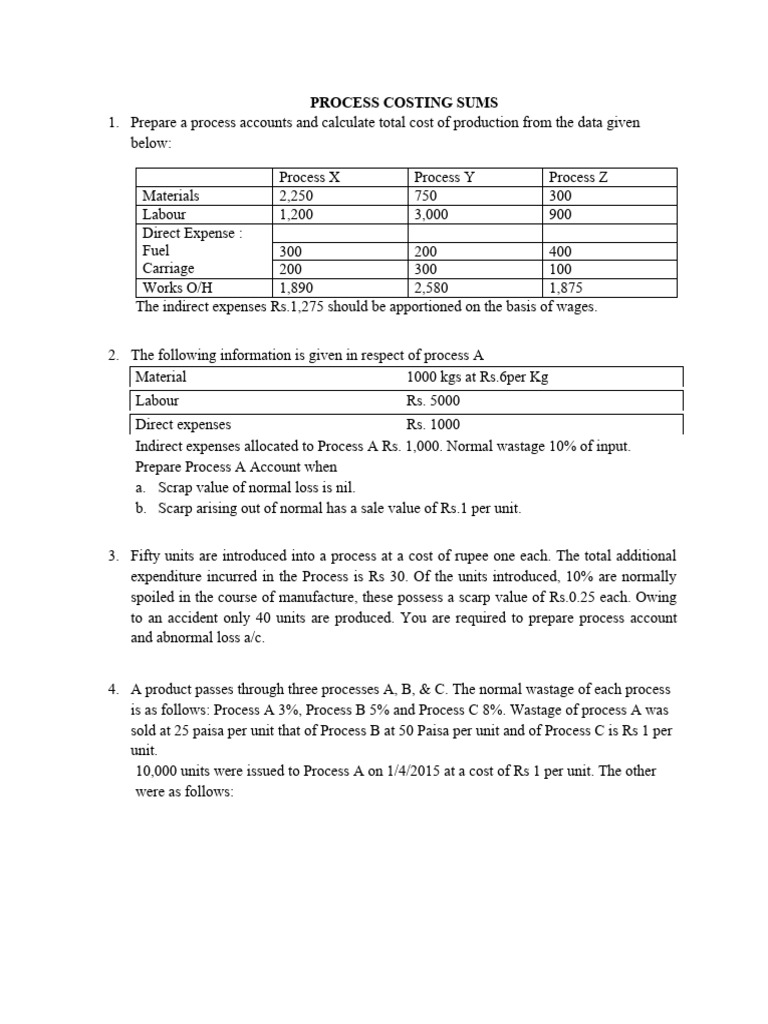 Process Costing Calculations Guide | PDF | Cost | Expense
