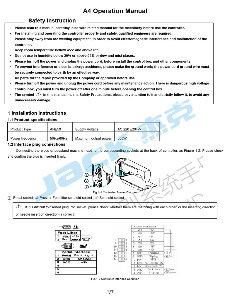 A4 Controller Operation Manual | PDF | Sewing Machine | Ac Power Plugs ...