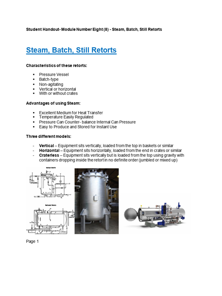 8-Steam-Batch-Still-Retorts (v1) | PDF | Valve | Pressure Cooking