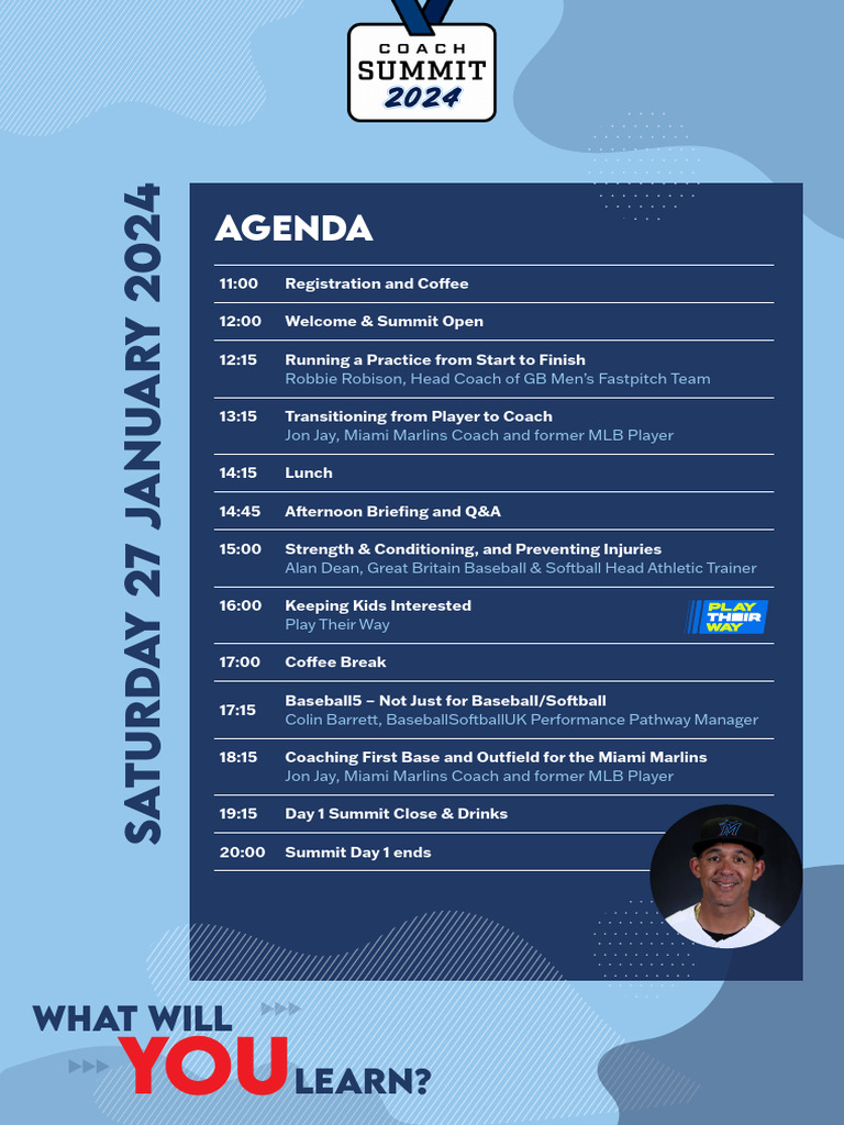 Coach Summit 2024 Agenda | PDF | Softball | Ball And Bat Games