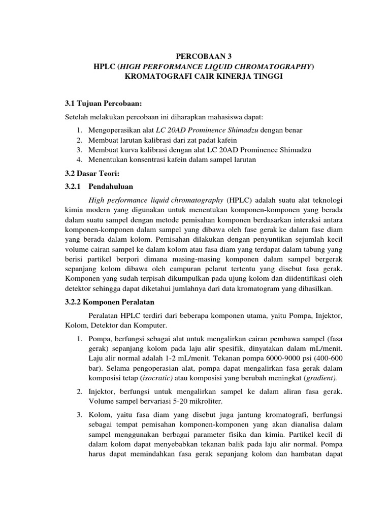 HPLC High Performance Liquid Chromatography Kromatografi Cair Kinerja ...