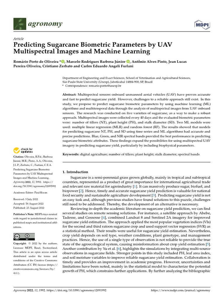 Agronomy 12 01992 v3 | PDF | Cross Validation (Statistics) | Prediction
