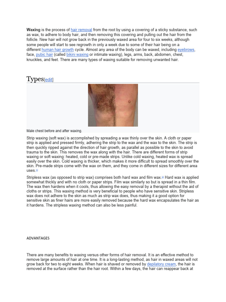 Waxing | PDF | Beauty | Human Appearance