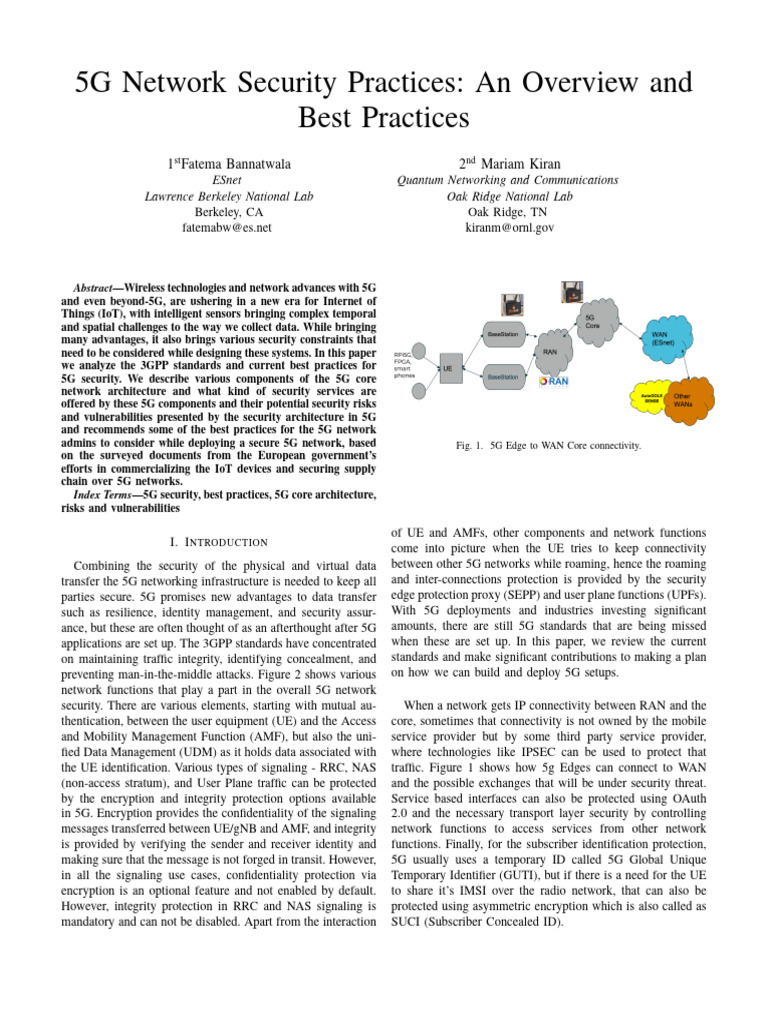 5G Network Security Practices: An Overview and Best Practices | PDF | Computer Network | Security