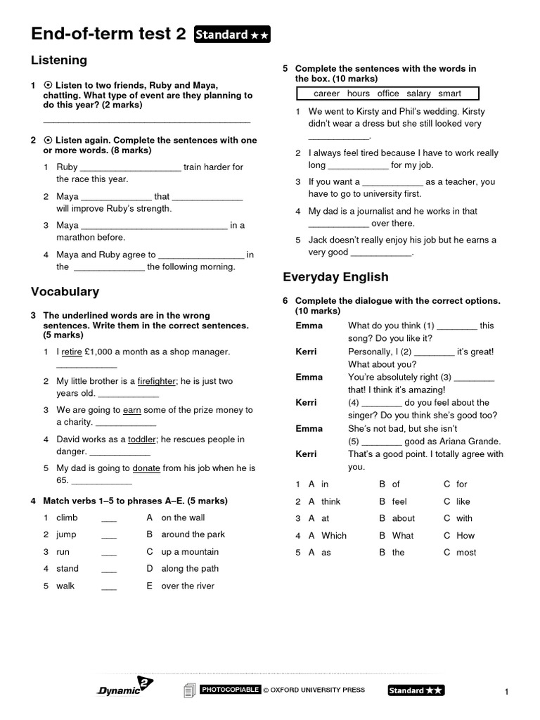 DY2 Test EoT2 2standard | PDF | Linguistics