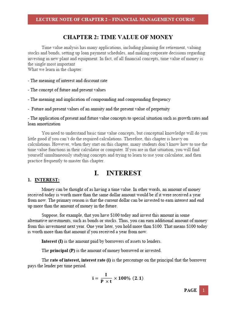 Chapter 2 Lecture Note | PDF | Present Value | Interest