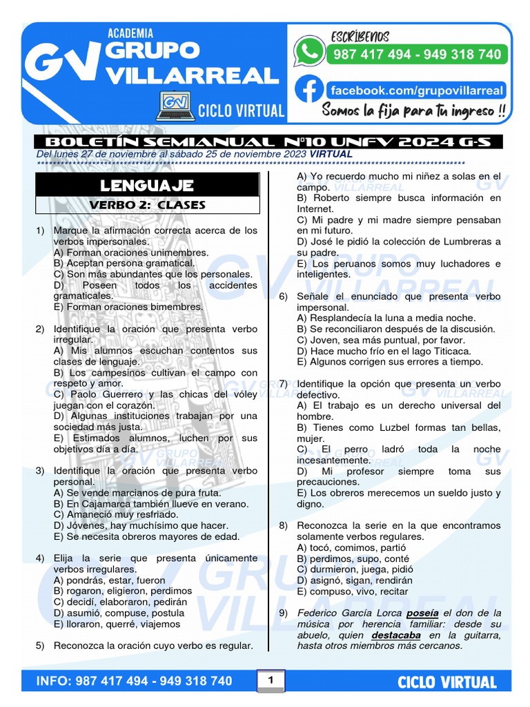 Boletin #10 Unfv Semian 2024 Setiembre Virtual | PDF | Primera Guerra ...