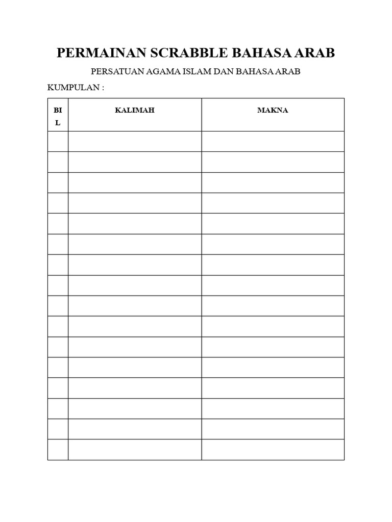 Permainan Scrabble Bahasa Arab | PDF