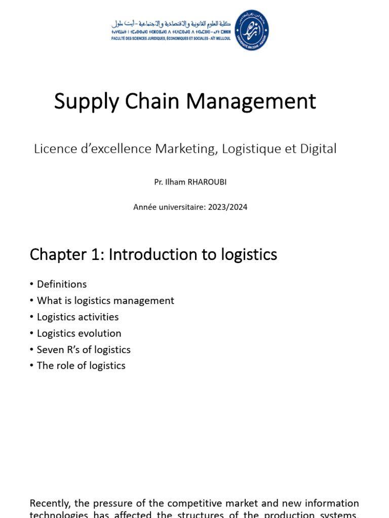 Supply Chain Chapter 1 | PDF | Logistics | Warehouse