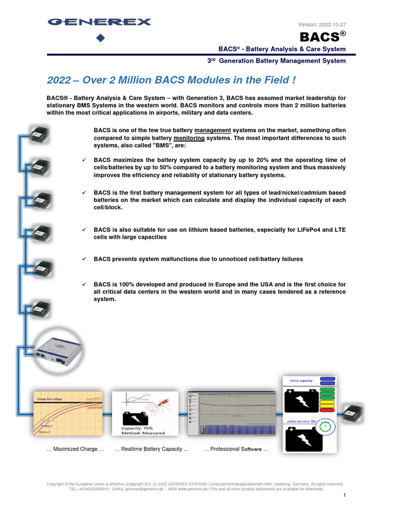 Datasheet BACS en | PDF | Battery Charger | Computer Network