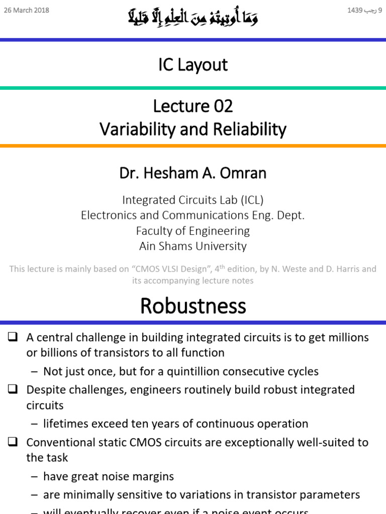 layout_lec_02_var_rel_v01 | PDF | Reliability Engineering | Bipolar Junction Transistor