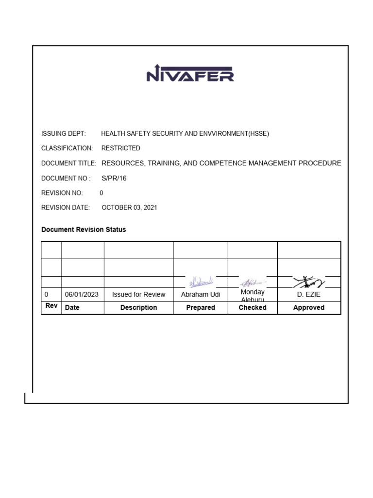 HSE Resources and Training Procedure | PDF | Competence (Human ...