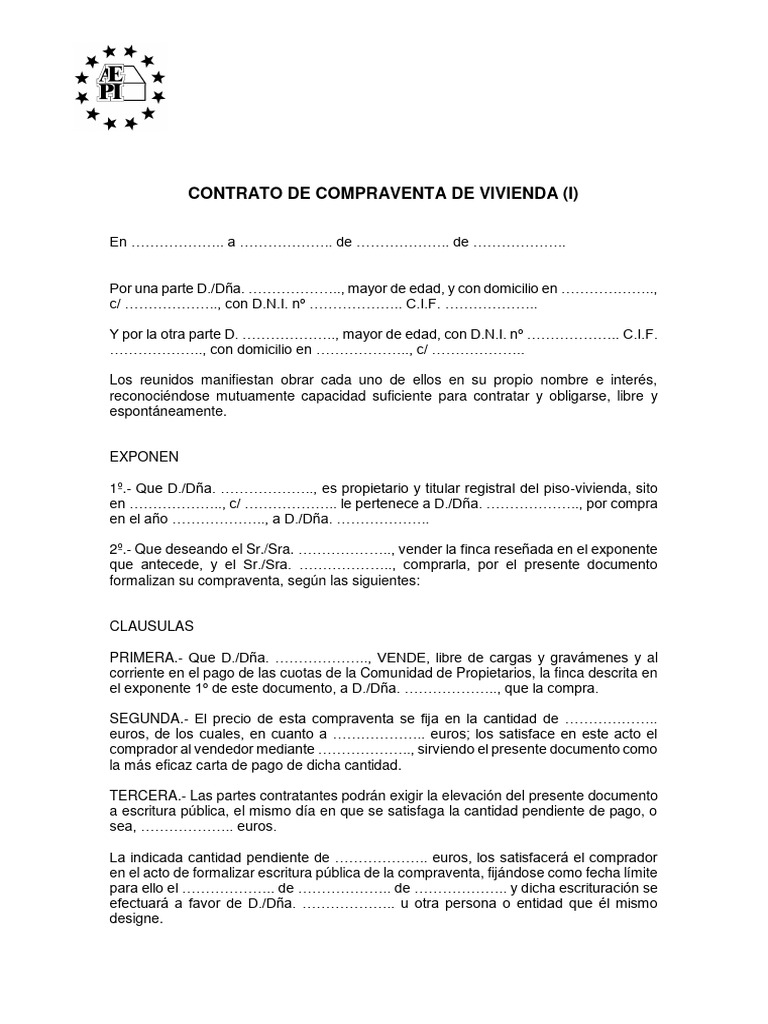 Contrato de Compraventa de Vivienda 1 | PDF | Derecho privado | Derecho civil (sistema legal)