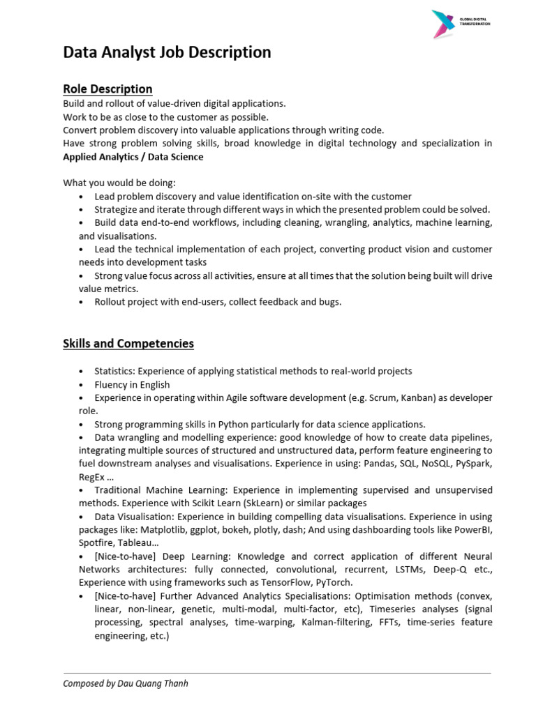 SDU - Data Analyst | PDF | Data Analysis | Analytics