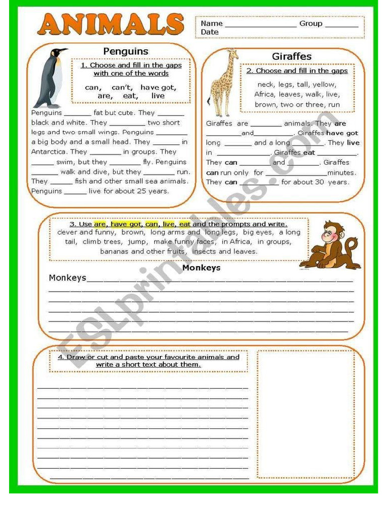 Animals Worksheet | PDF
