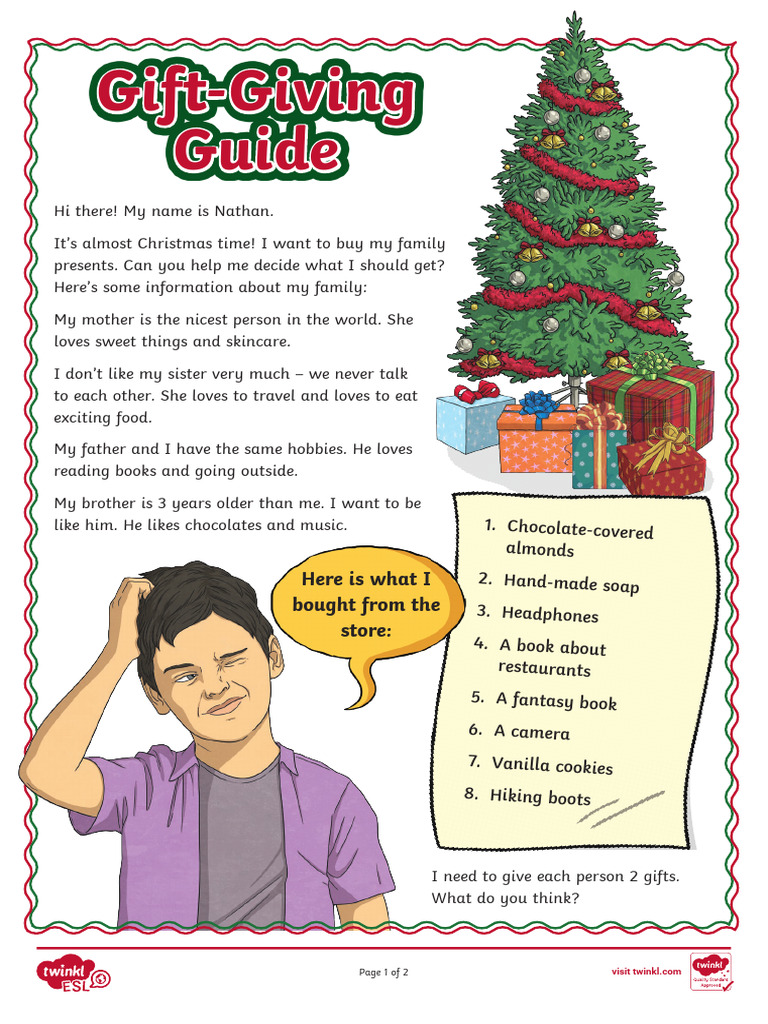 Reading Comprehension Gift Giving Teens A1 - Ver - 1 | PDF | English As ...