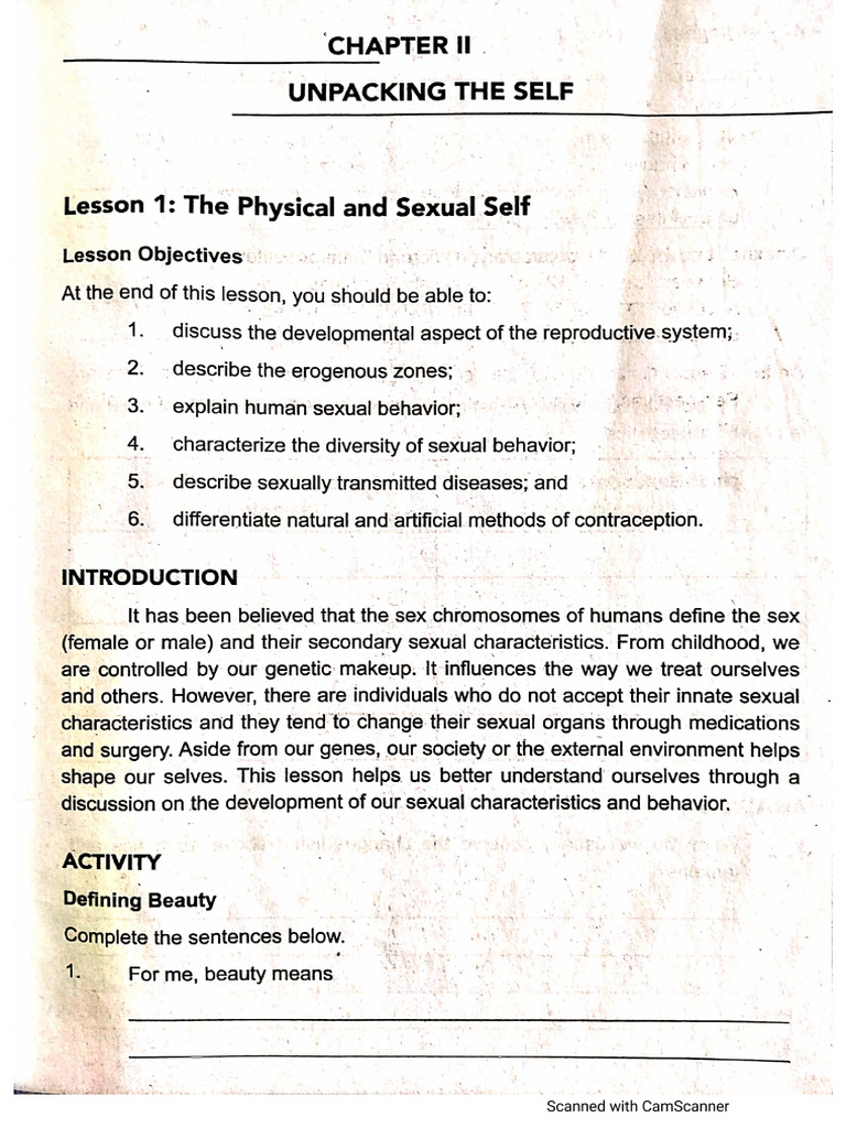 Chapter 2 Lesson 1 The Physical Sexual Self Pdf