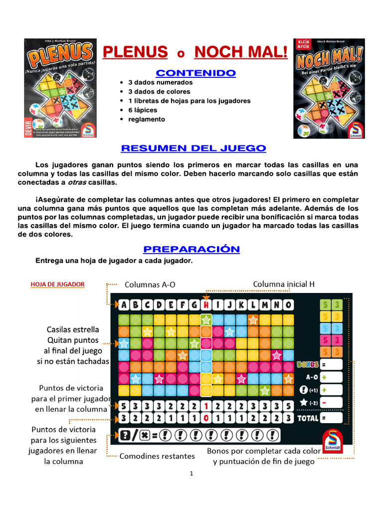 Plenus 1 -Noch Mal- REGLAS | PDF