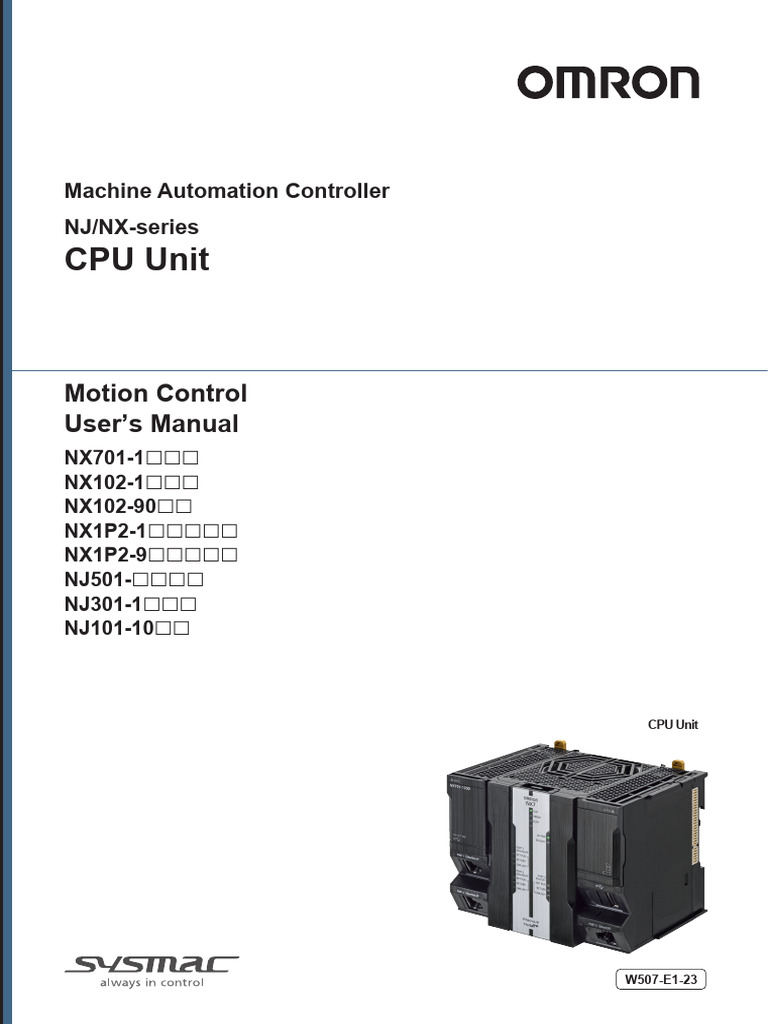 NJ - NX-series CPU Unit Motion Control User's Manual | PDF | Trademark ...