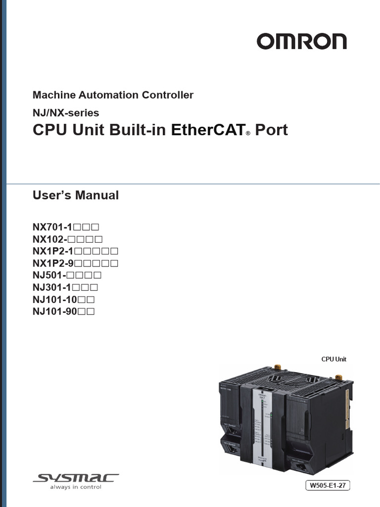 NJ - NX-series CPU Unit Built-In EtherCAT Port User's Manual | PDF | Central Processing Unit ...