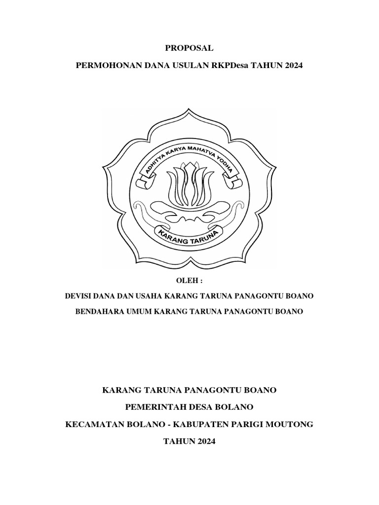 PROPOSAL KARANG TARUNA 2024 RKPDesa | PDF