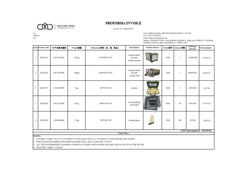 Proforma Invoice For R | PDF