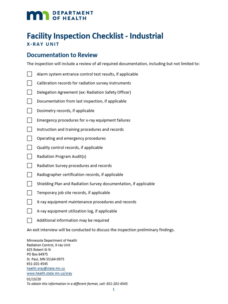 Industrial Facility Inspection Checklist | PDF
